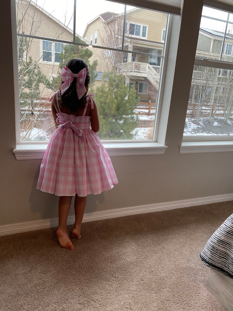 Girls Pink Gingham Party Dress With Built-in Pettiskirt and Matching ...