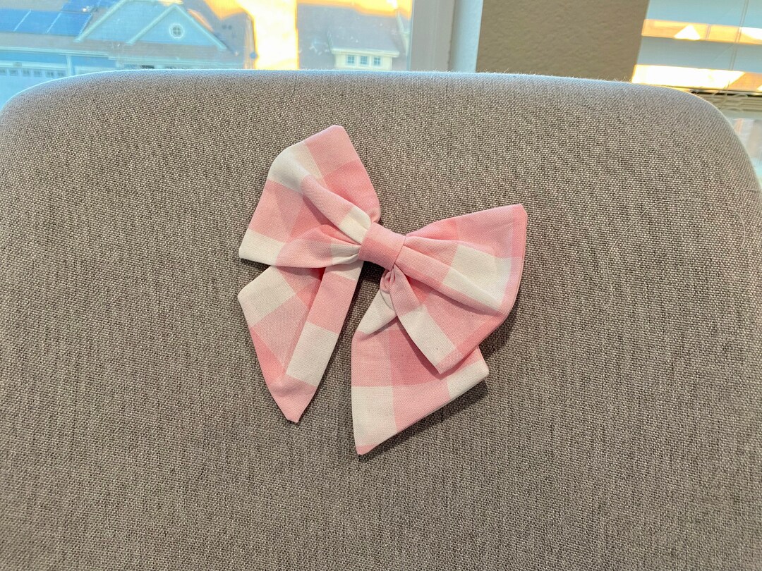 Pink Gingham Bow Matching Bow - Etsy