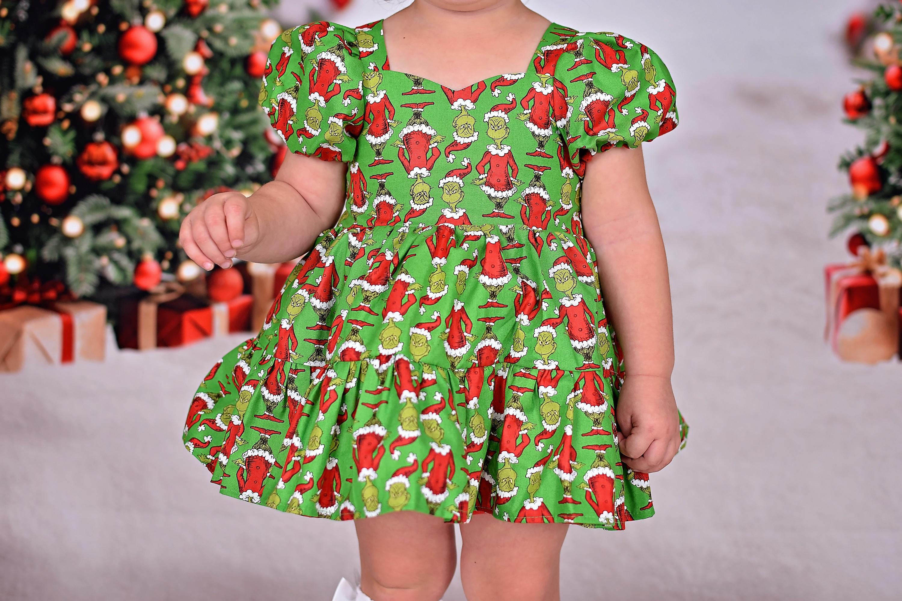 Girls Grinch Dress Puff Sleeve - Etsy