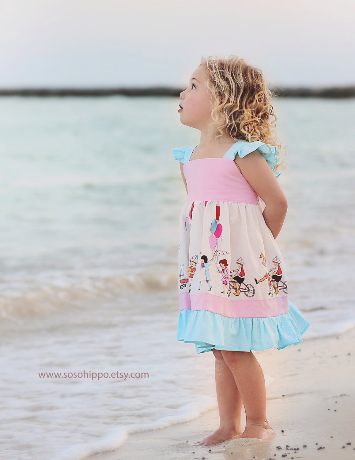 Audreys Playdate Girls Flutter Sleeve Dress Etsy