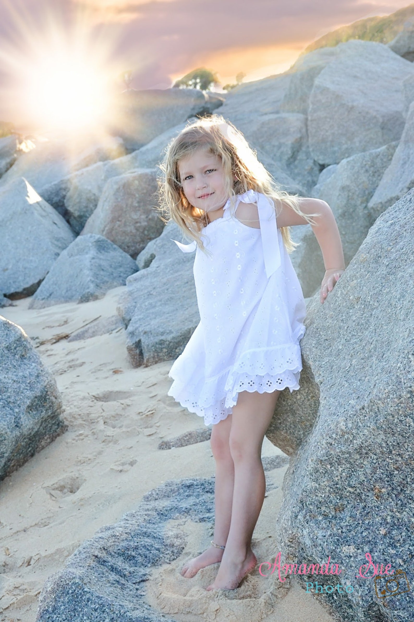 Girls White Beach Dress - Etsy