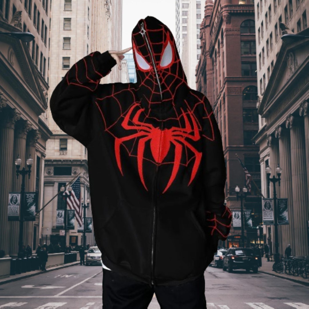 Spider Zip Hoodie Spider Web Full Zip Hoodie Vintage - Etsy