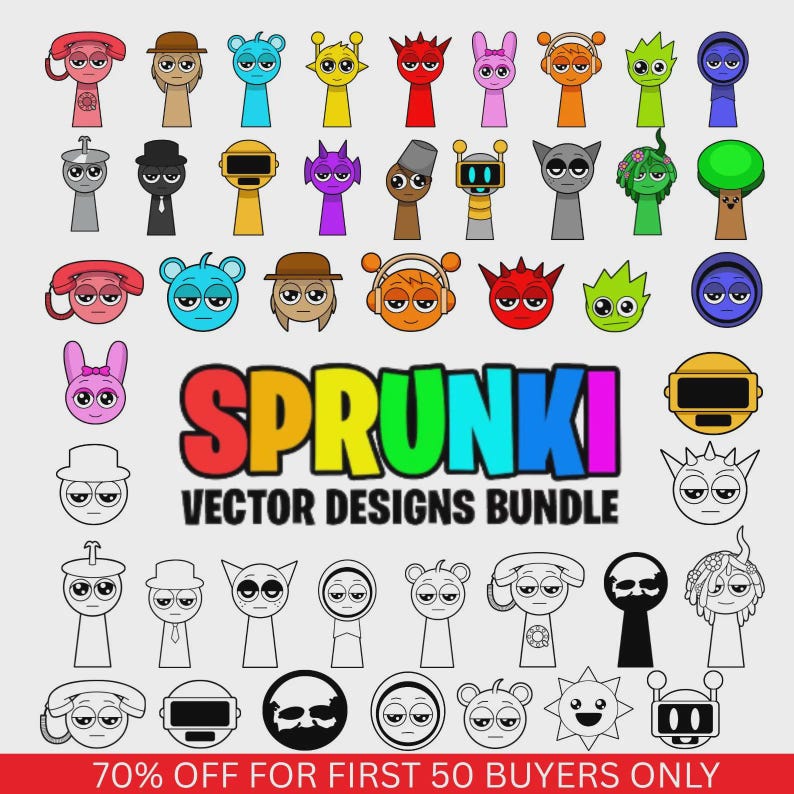 84 Incredibox Sprunki SVG PNG-shirtontwerpbestanden voor Cricut ...