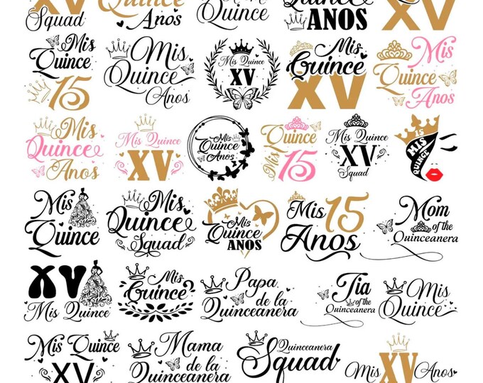 Mis Quince Anos, Xv svg, Quinceañas svg, Mis Quince-Svg-Bundle, Mis ...