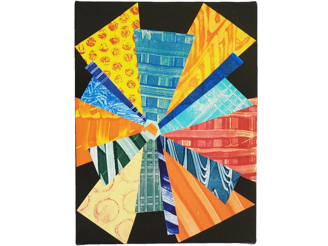 Emerging From the Void #3, 6"x8", Collage Papers-monoprinted in Orange ...