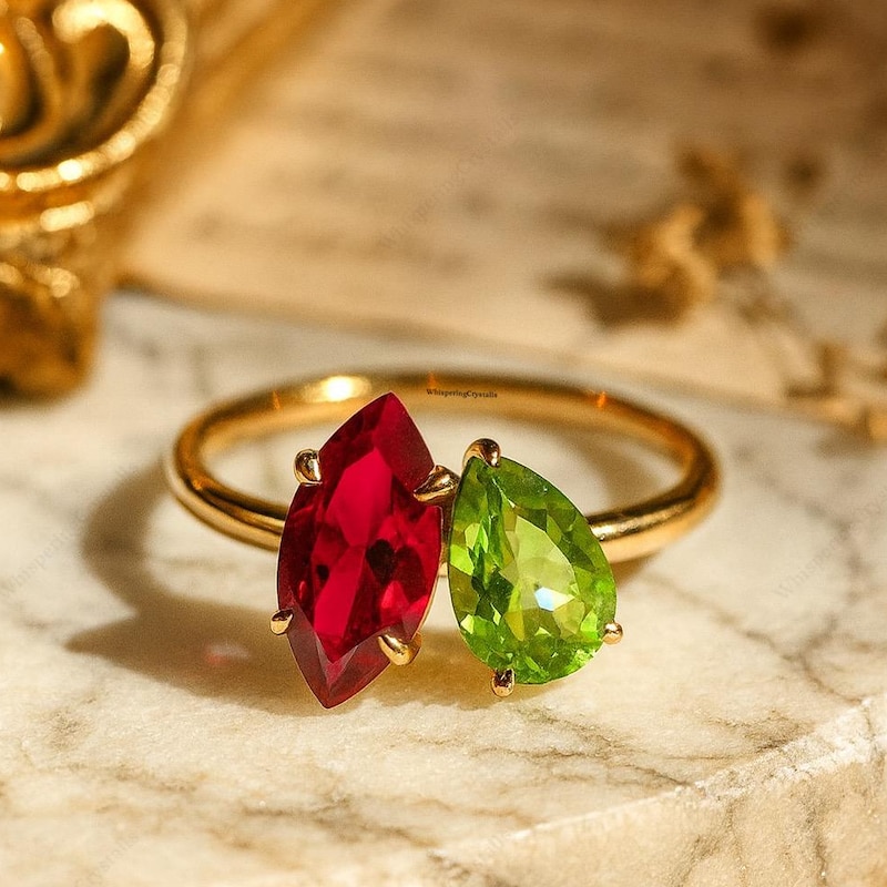 Ruby Ring Art Deco Modern - Etsy