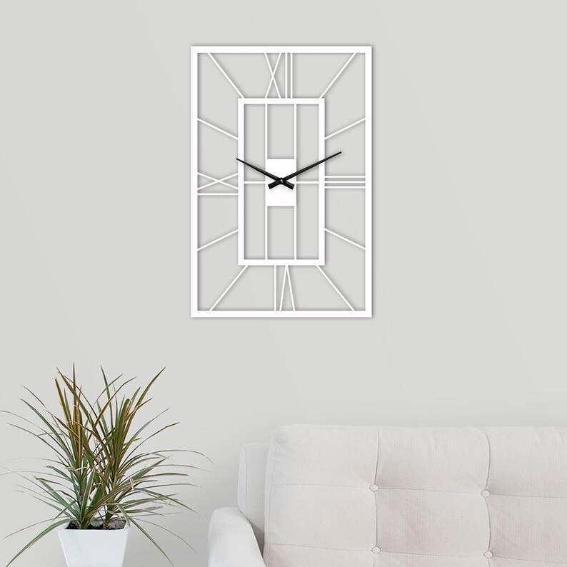 Large Rectangular Wall Clock – Roman Numerals, Industrial Loft Design ...