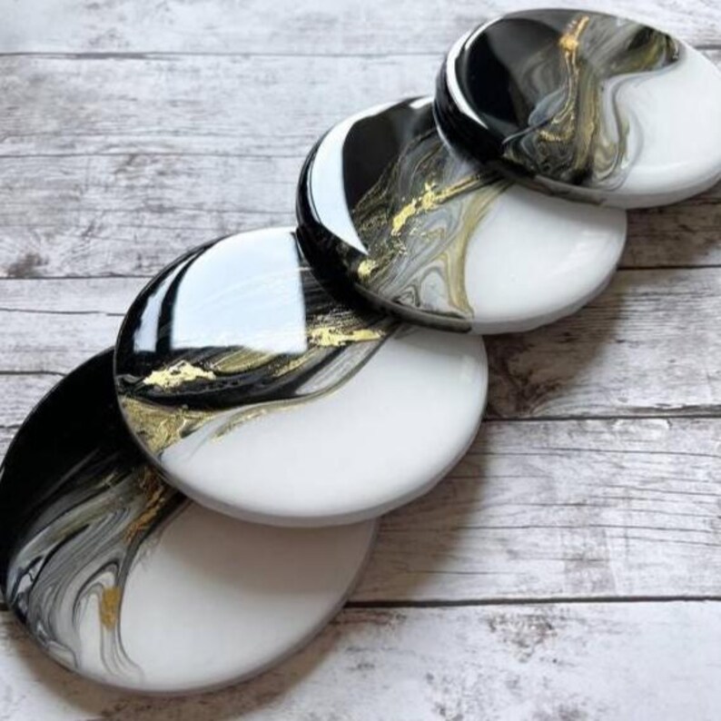 Handmade Epoxy Resin Coasters | Modern Art Table Decor - Etsy