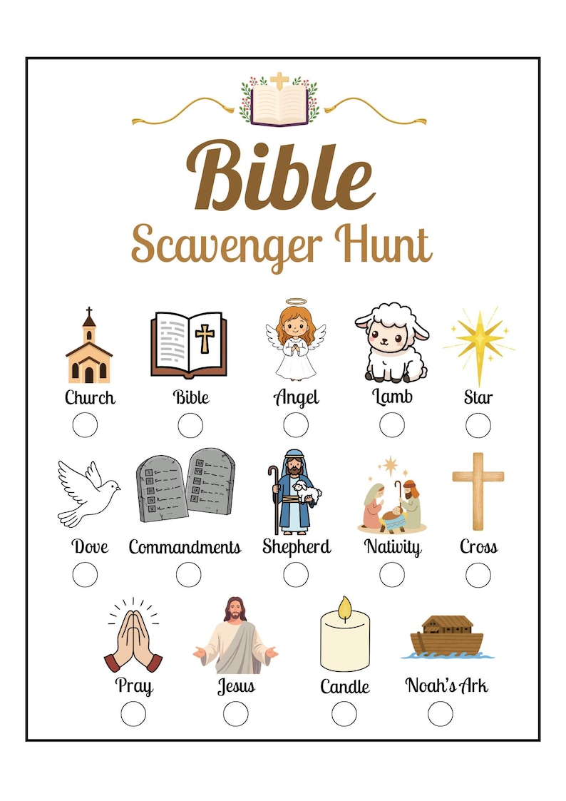 Bible Scavenger Hunt Game | Kids Activity (PDF Printable) - Etsy