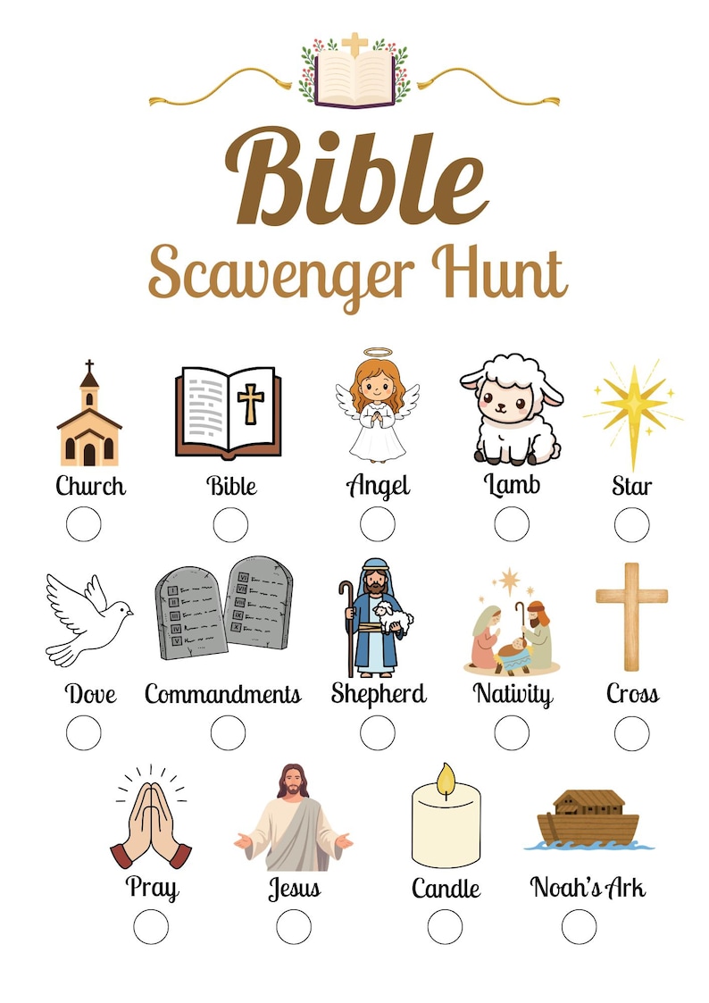 Bible Scavenger Hunt Game | Kids Activity (PDF Printable) - Etsy