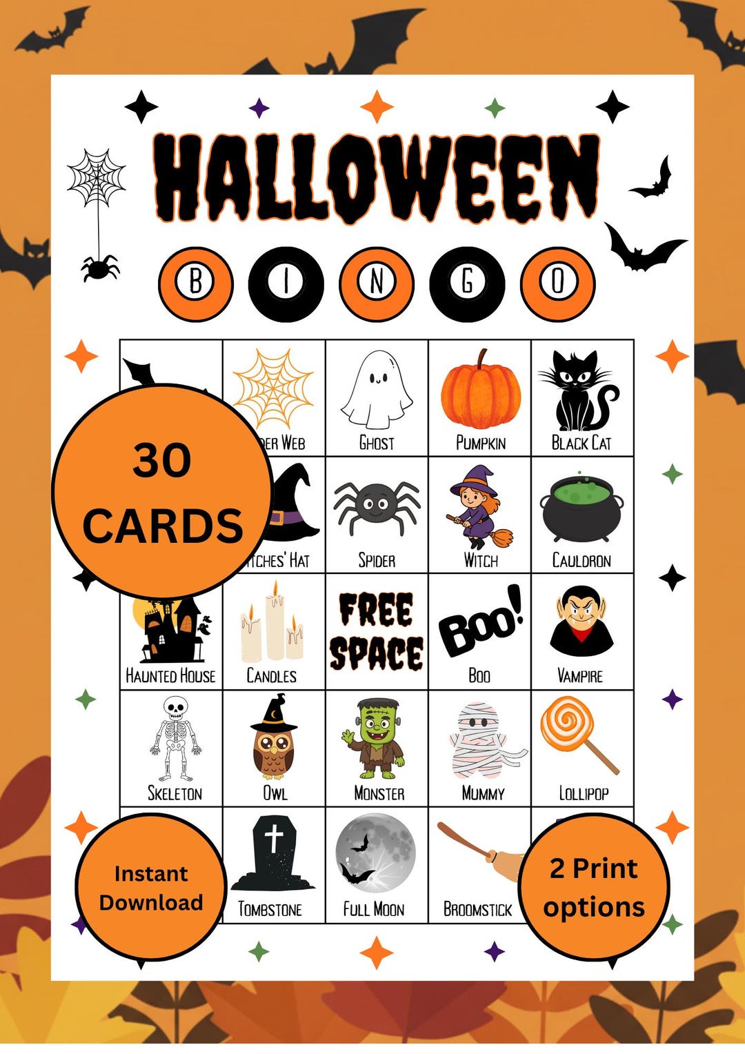 Printable Halloween Bingo Game: 30 Unique Cards (digital Download) - Etsy