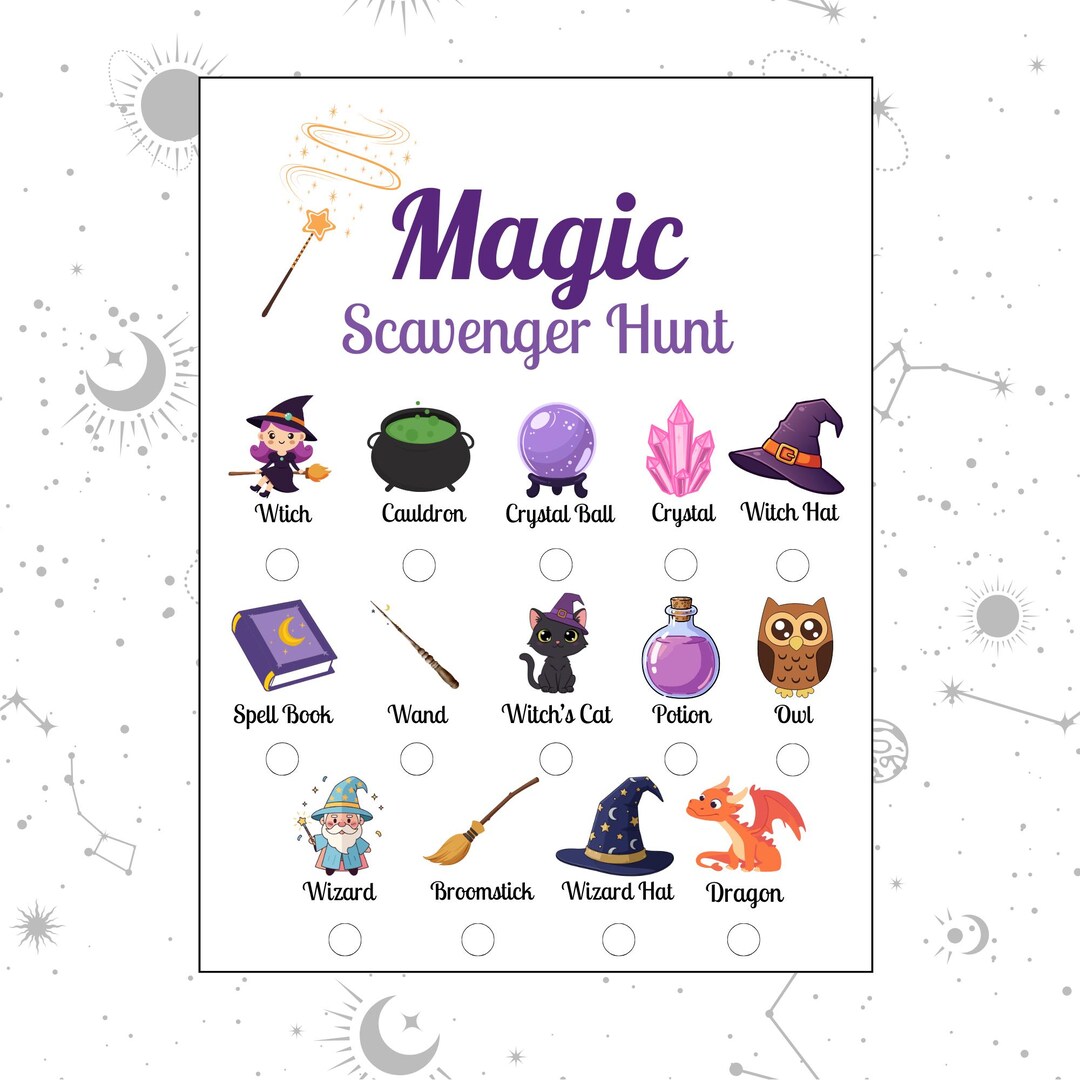 Magic Scavenger Hunt, Kids Party Game, Magical Birthday Activity ...