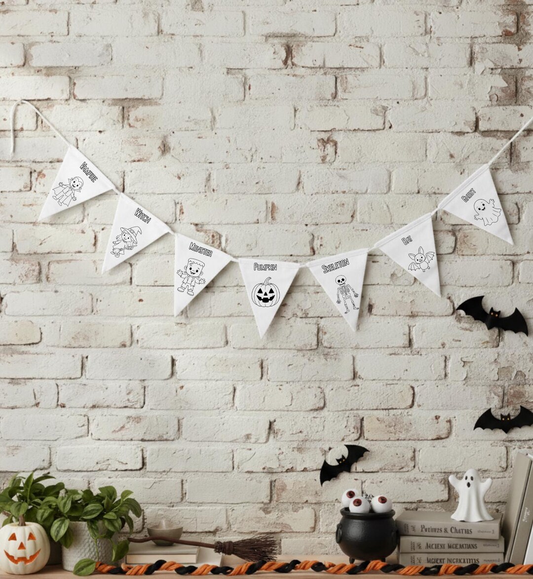 Halloween Bunting Colorable Flags | Party Decoration | Colouring ...