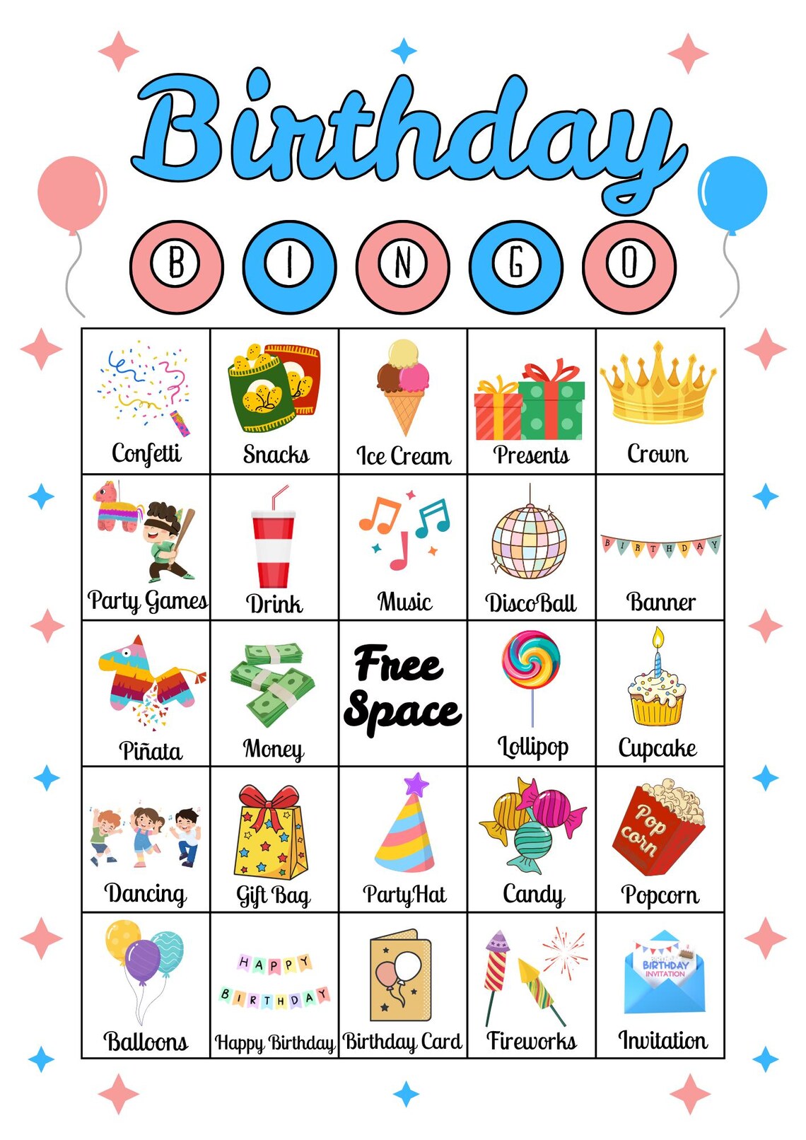 Birthday Bingo Game: 30 Printable Cards, Family Party (PDF) - Etsy