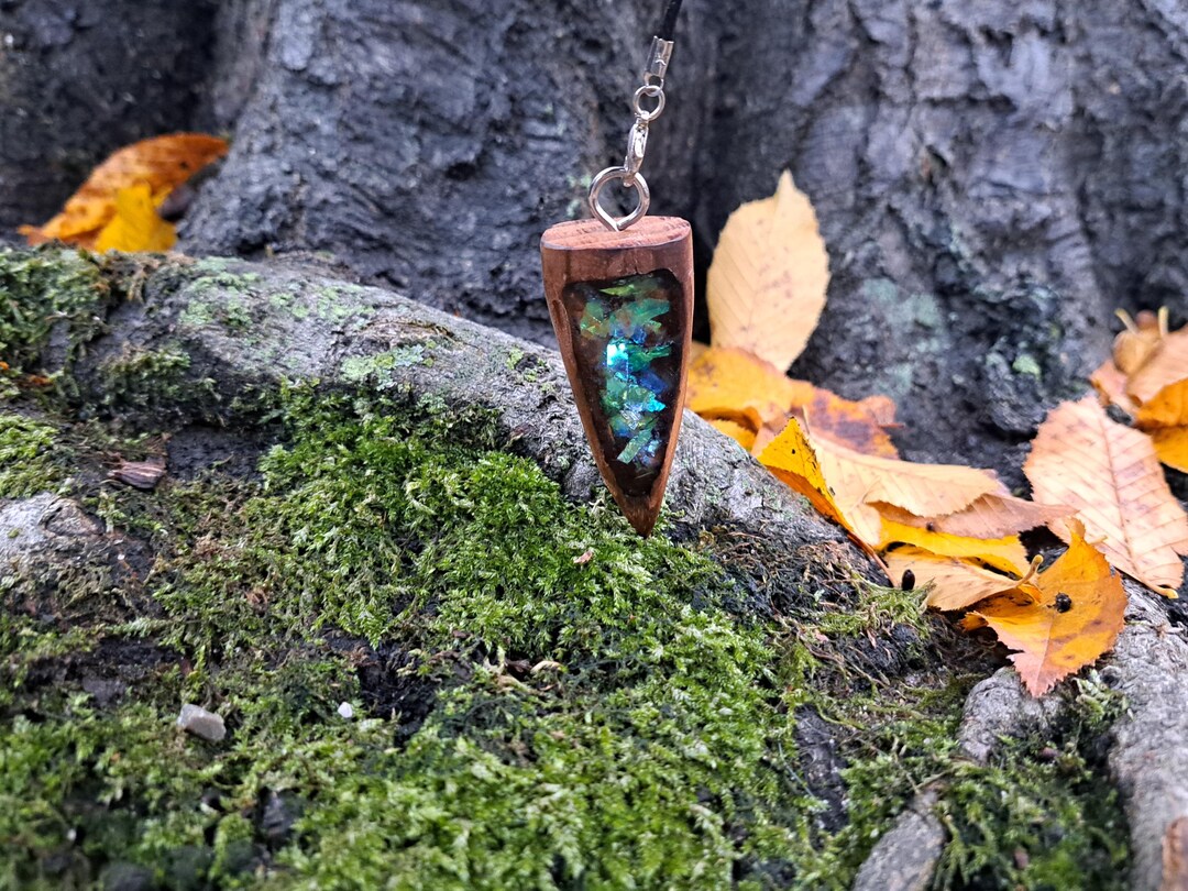 Wooden Resin Pendulum – Handmade Divination Tool With Forest Crystal ...