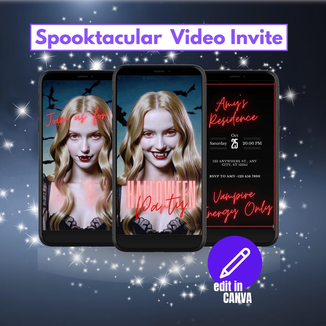 Spooky Vampire Video Invitation Template – Halloween Party Video Invite ...