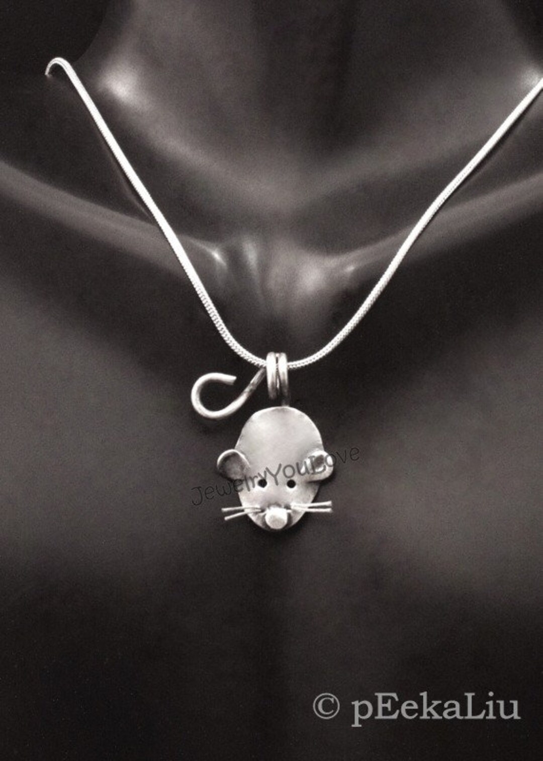 Mouse Necklace / Sterling Silver Mouse Necklace - Nibbles - Etsy