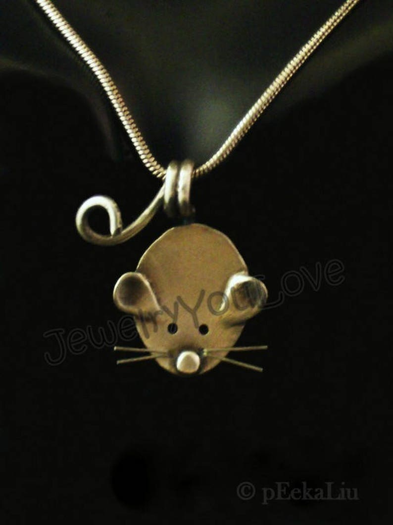 Mouse Necklace / Sterling Silver Mouse Necklace Nibbles | Etsy