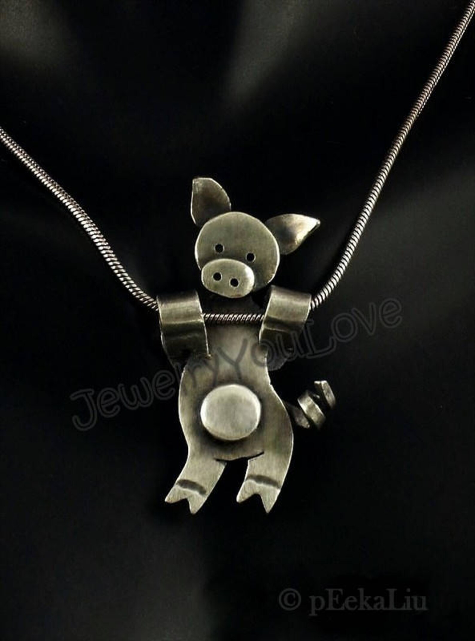 Pig Necklace / Sterling Silver Farm Animal Pig Necklace - Etsy