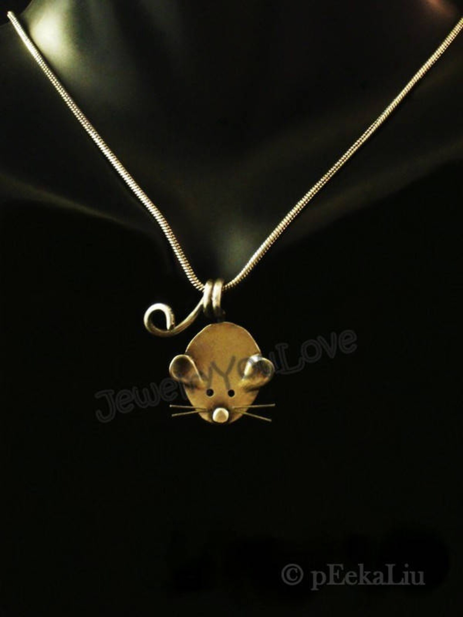 Mouse Necklace / Sterling Silver Mouse Necklace Nibbles - Etsy