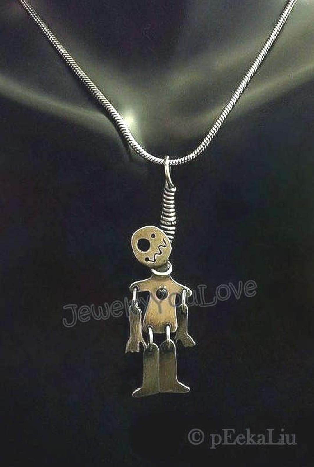 Sterling Silver Voodoo Doll Necklace - Etsy