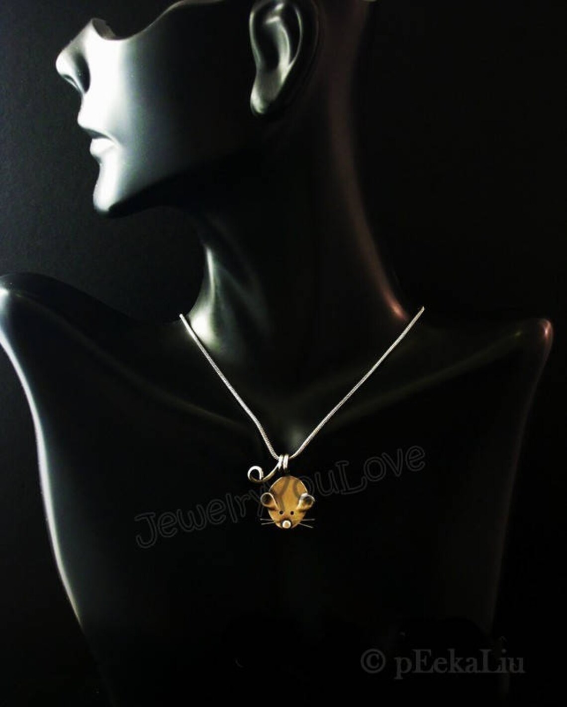 Mouse Necklace / Sterling Silver Mouse Necklace Nibbles | Etsy