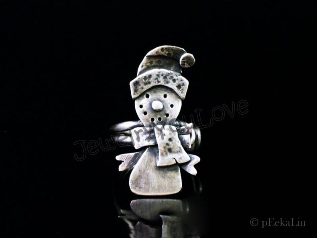 Snowman Ring / Sterling Silver Window Snowman Ring - Etsy