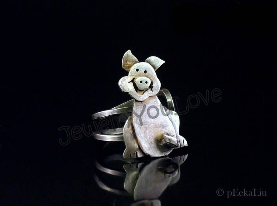 Pig Ring / Sterling Silver Farm Animal Pig Ring Porkchop - Etsy