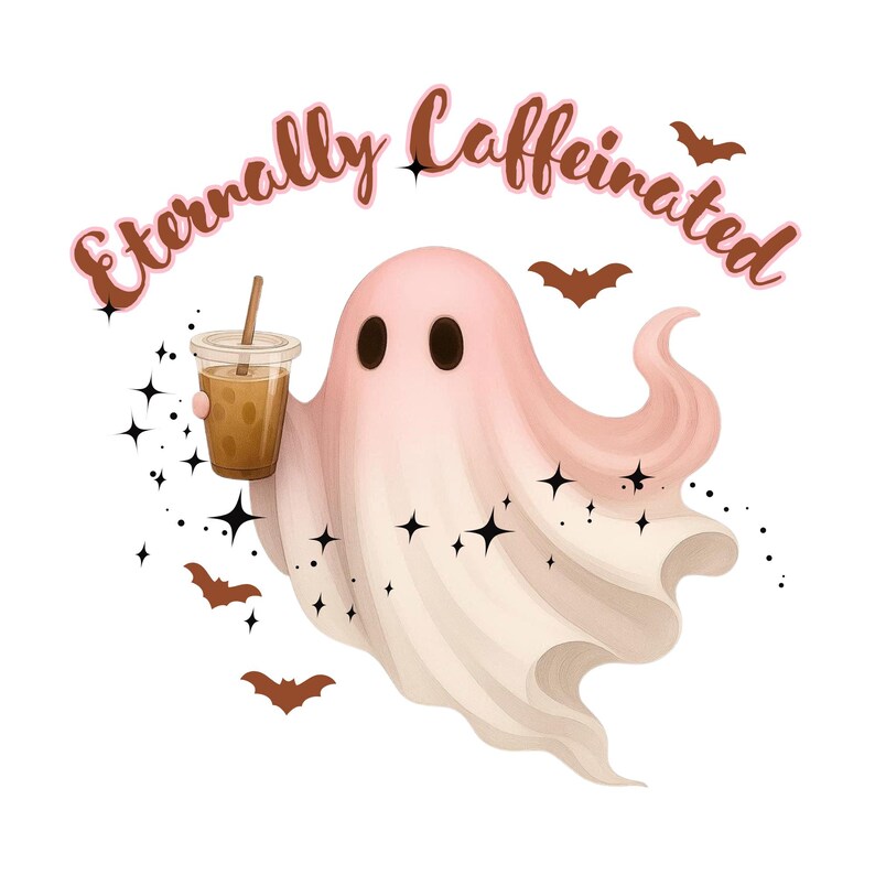 Caffeine Addict Ghost PNG Bundle: Halloween Coffee Lover Design ...