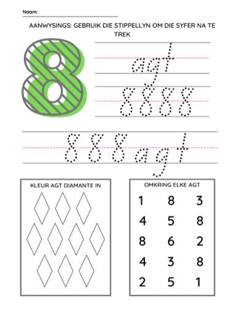 Afrikaans Numbers 1-9 Worksheet-printable Learning Activity for Kids ...