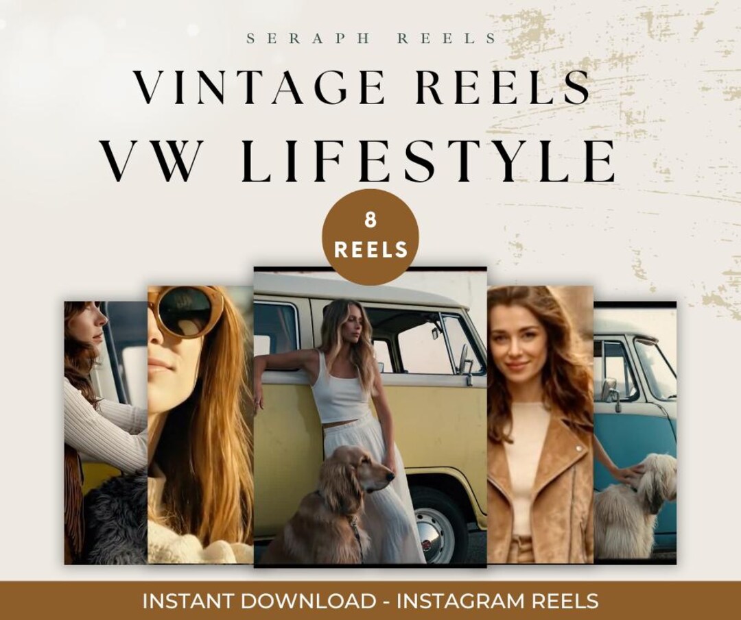Vintage VW Bus Reels: 70s Fashion & Dog Cinematic Videos (digital ...