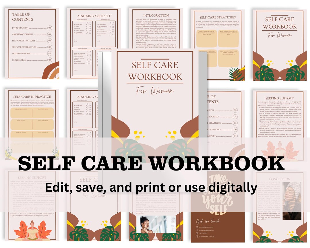 Self Care Workbook for Women | Mental Health Journal (printable PDF) - Etsy