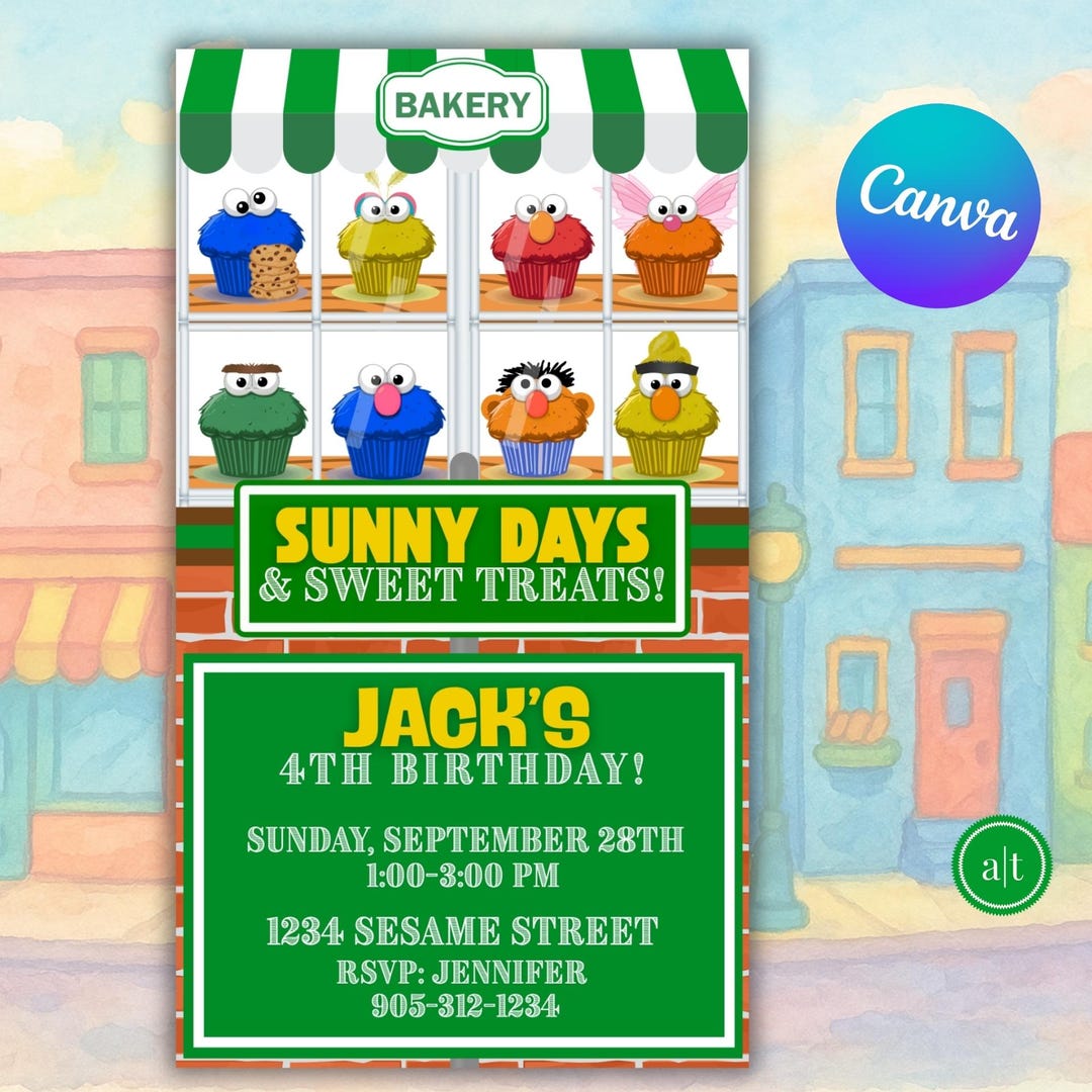 Street Monsters, Furry Friends, Birthday Editable Invitation, Digital ...
