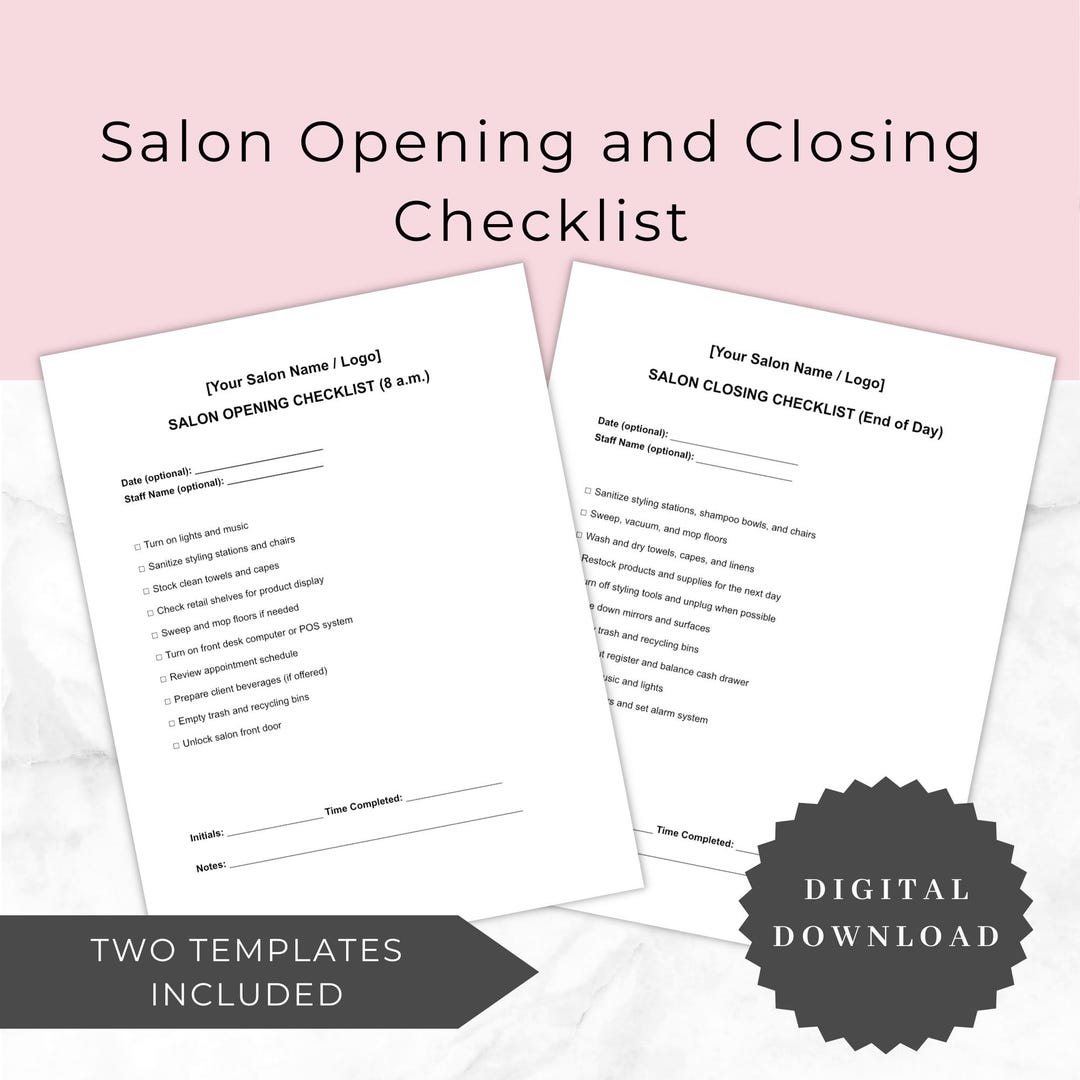 Opening and Closing Checklist | Daily Salon Routine Template | Editable ...