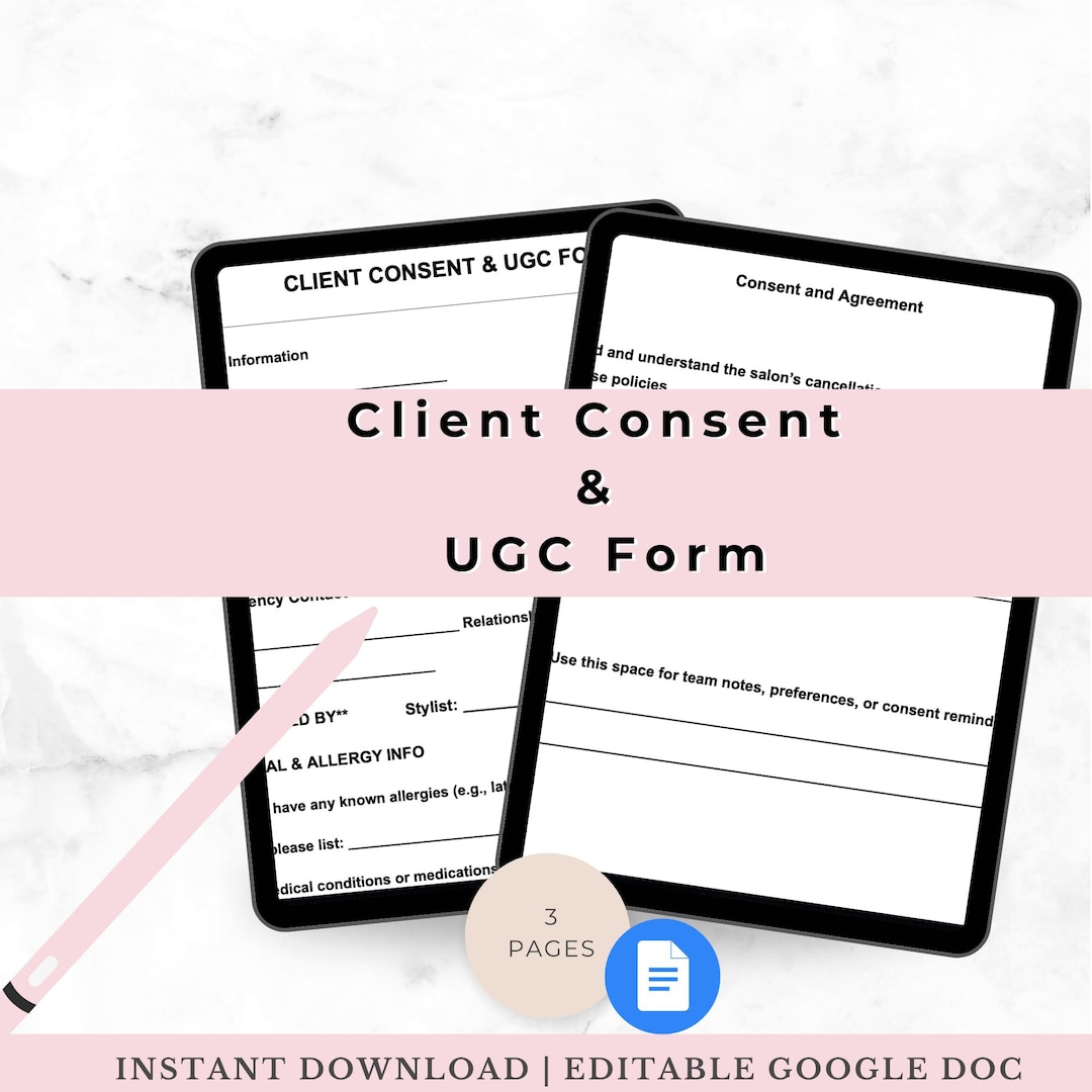 Salon Client Consent Forms Template, Editable Google Doc, (digital ...