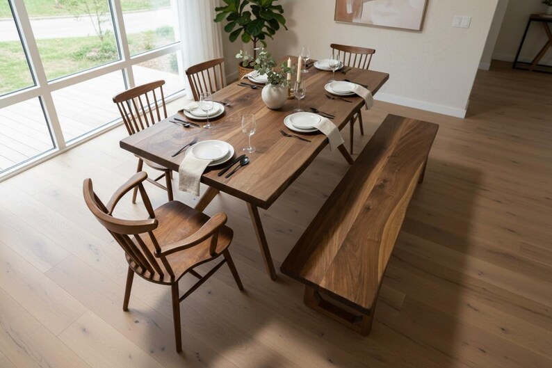 Handmade Walnut Dining Table, Solid Wood Kitchen Table - Etsy Canada