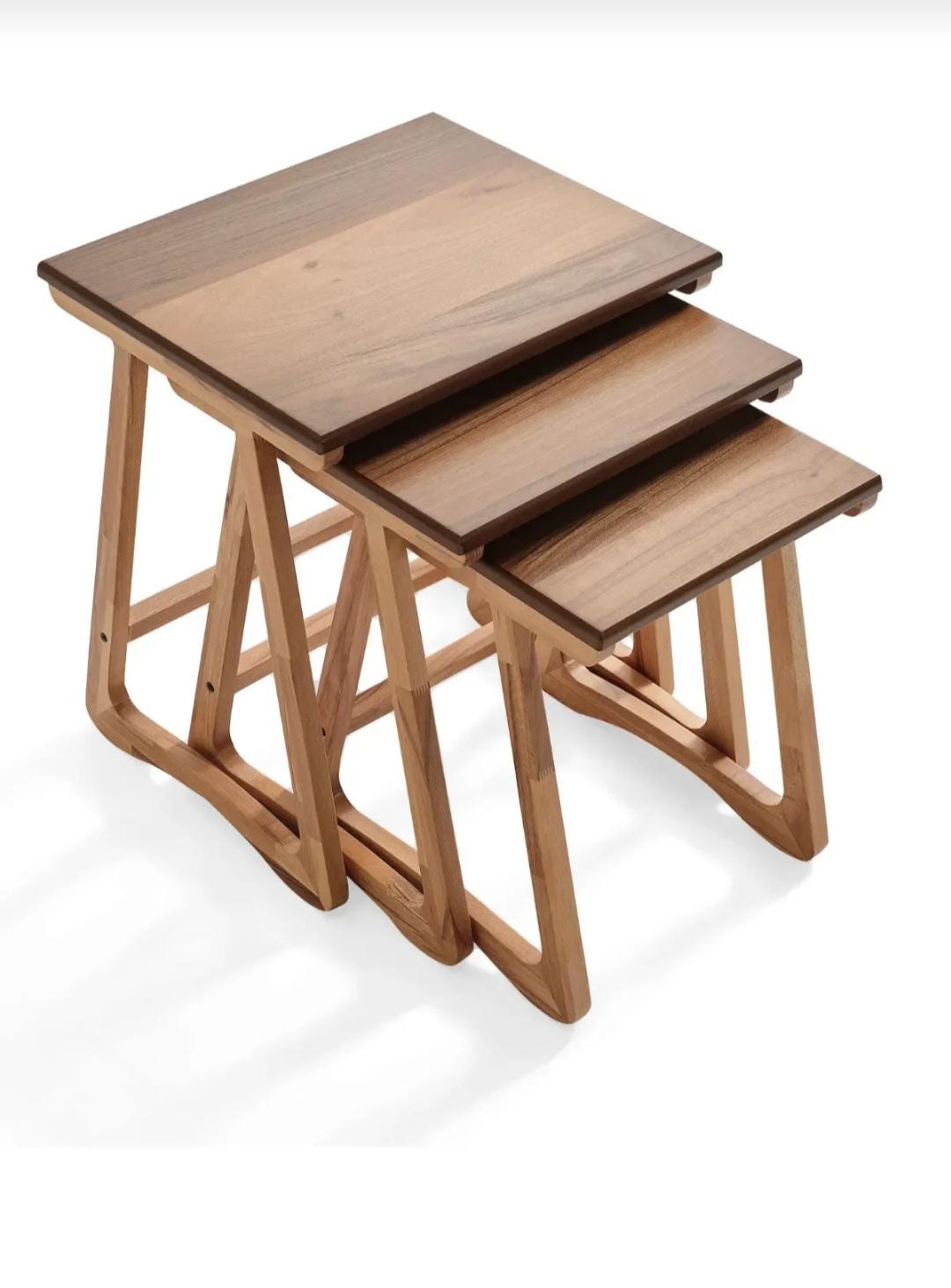 Solid Walnut Nesting Table Set of 3: Modern Space-saving Design - Etsy