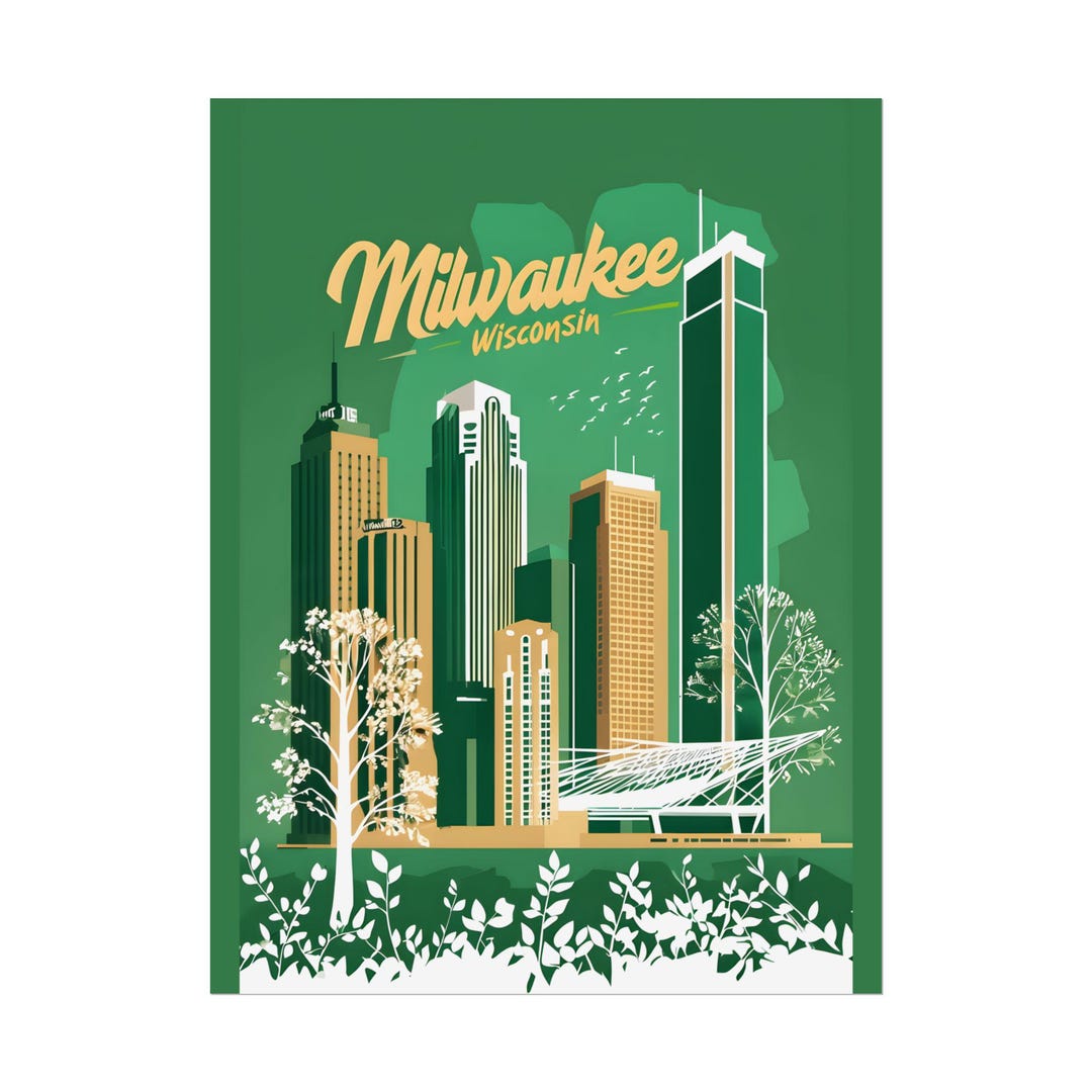 Milwaukee City Series Rolled Posters, Wall Decor Art Print, Green ...