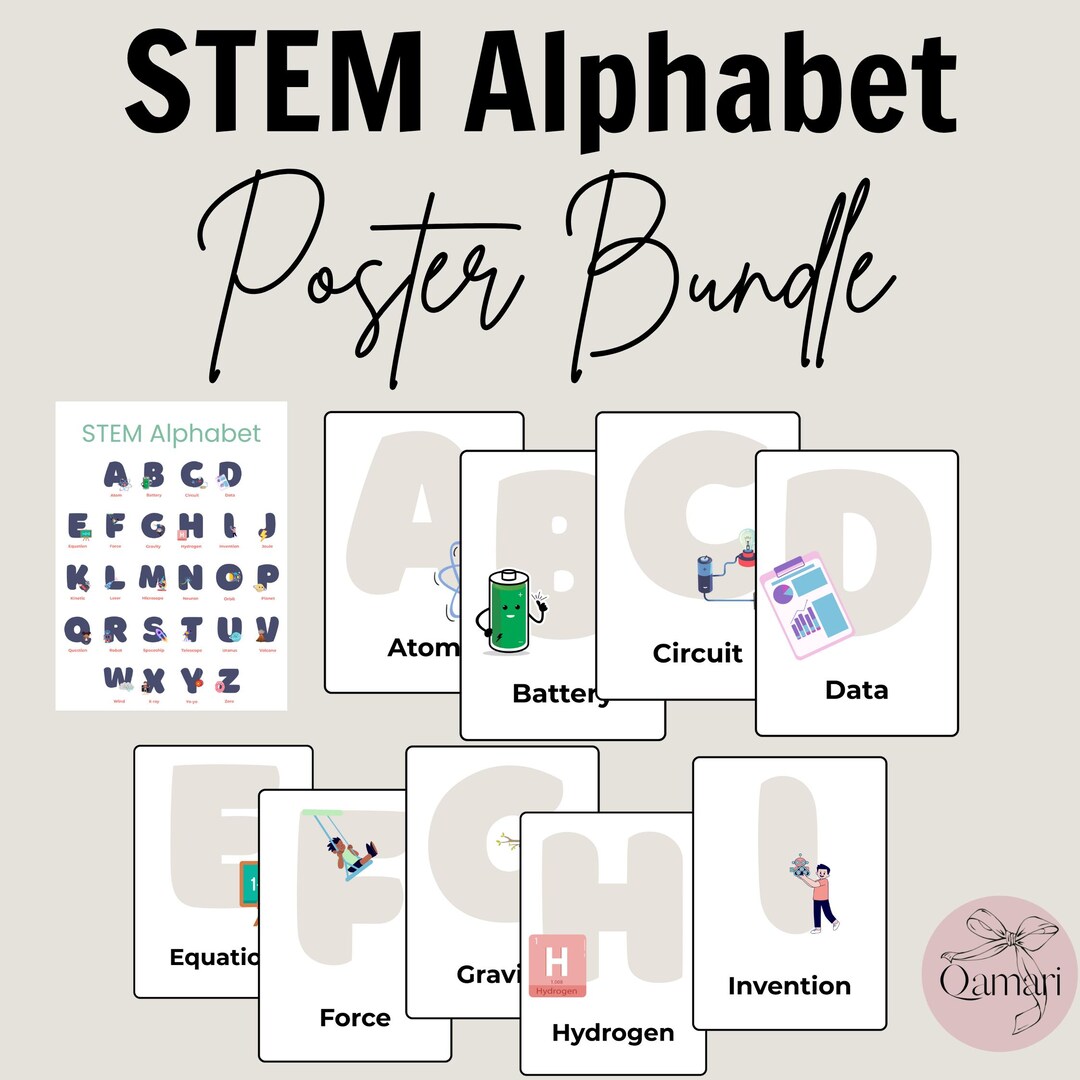 STEM Alphabet Poster Bundle: Educational Science, Technology ...