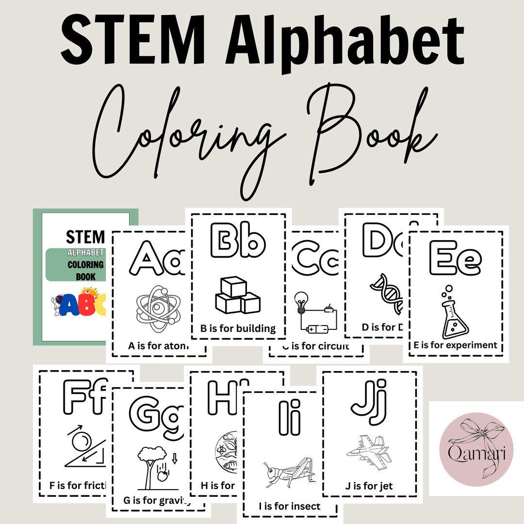 STEM Alphabet Coloring Book for Kids | Learn Letters A-Z With Pictures ...