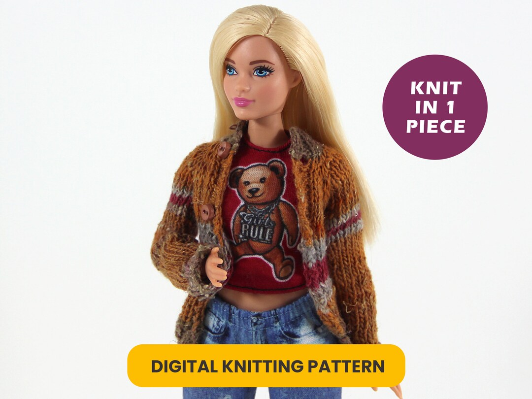 Barbie Knitting Pattern, Barbie Sweater Pattern, Barbie Cardigan ...