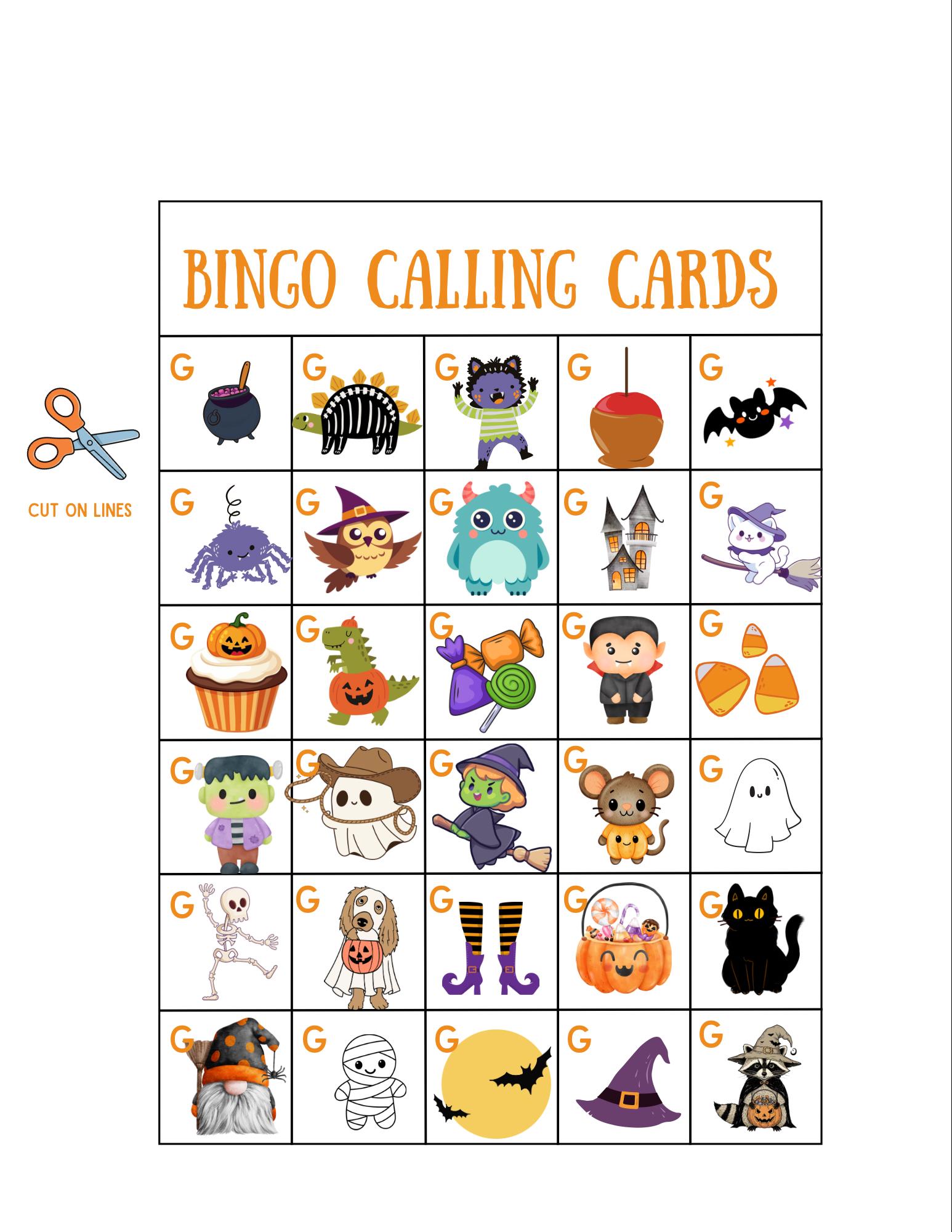 Halloween Bingo Printable for Kids – 12 Spooky Bingo Cards & 5 Calling ...