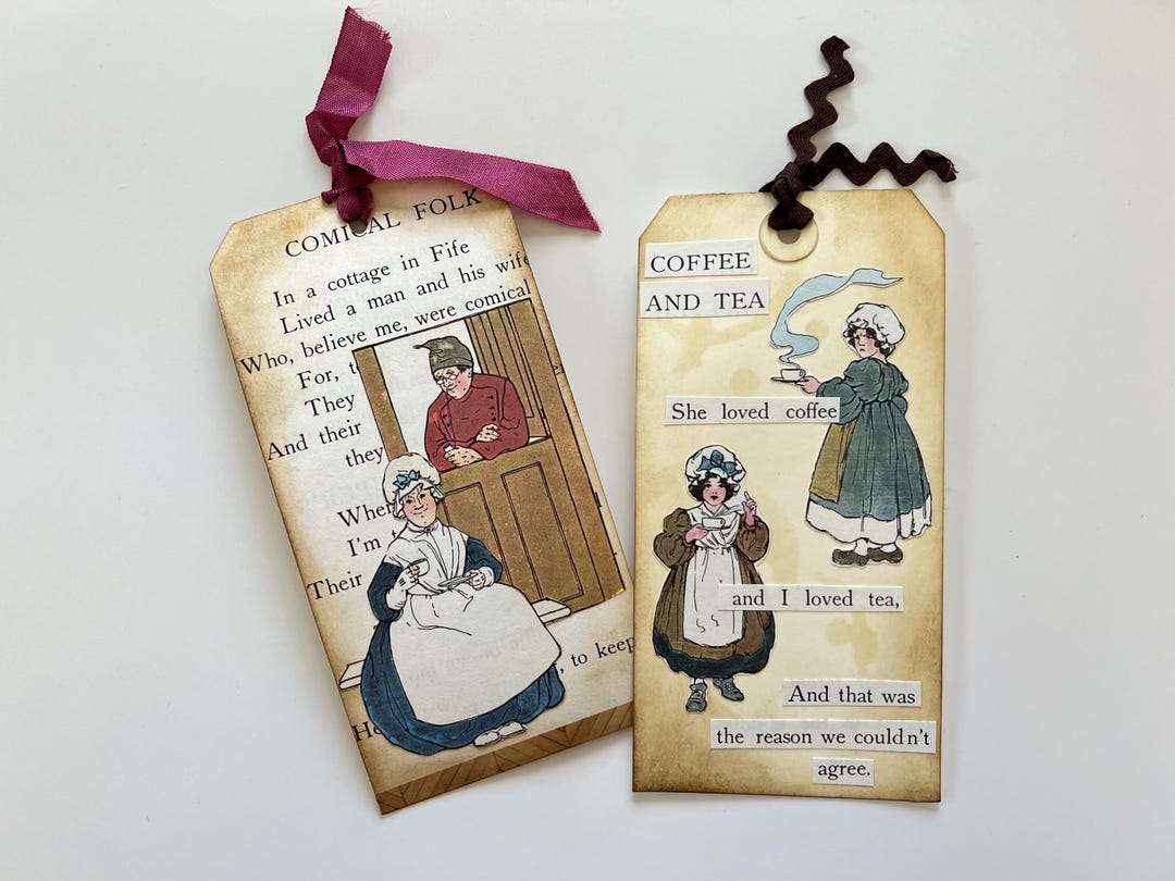2 Vintage Book Tags, Junk Journal Tags, Handmade Tags - Etsy