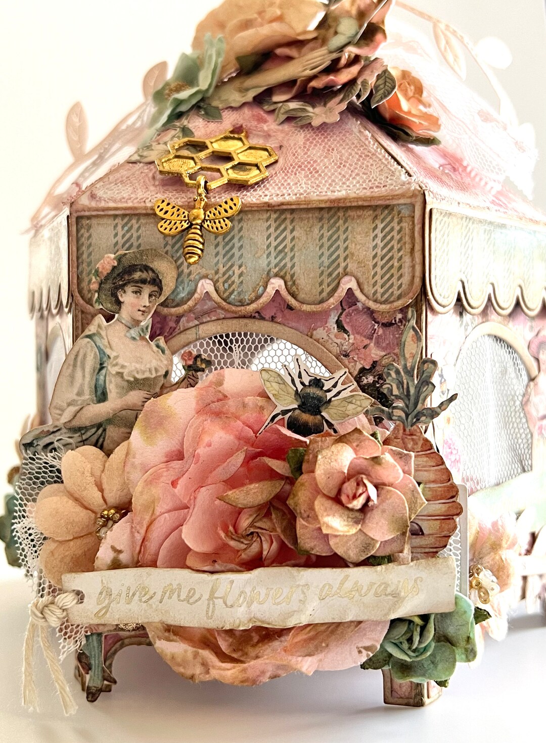3D Vintage Victorian Carousel Gift Box Handmade Gift Box Vintage Floral ...