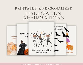 Halloween Affirmation Cards: 30 Printable Positive Quotes (digital ...