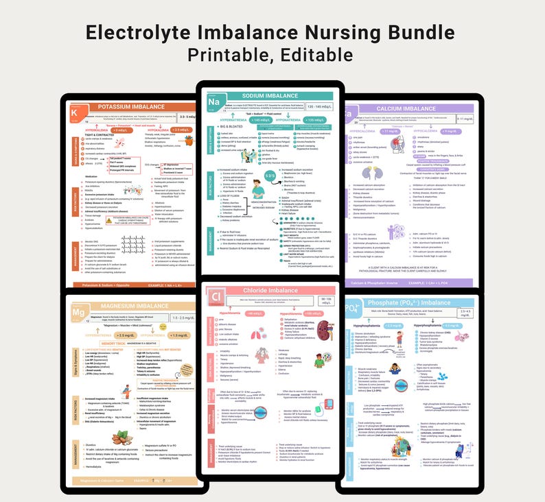 Electrolyte Imbalances Study Guide PDF - Etsy