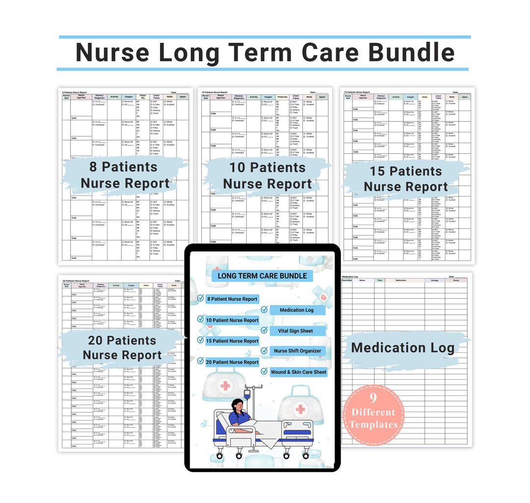 Nurse Long Term Care Bundle: Nurse Shift Organizer Editable (PDF ...