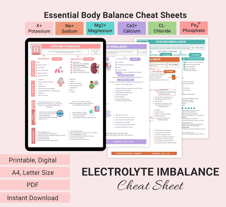 Electrolyte Imbalances Study Guide PDF - Etsy