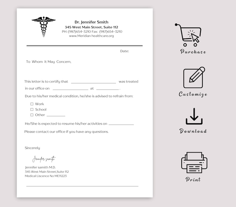 Editable Doctor Excuse Note: Work & School Leave Note (PDF, Word, Canva ...