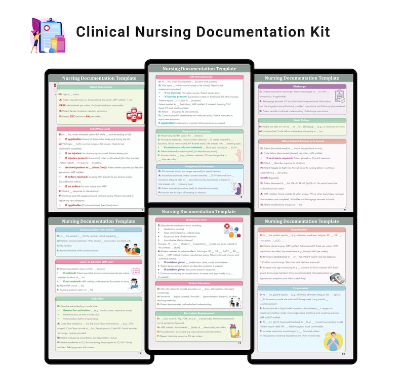 Nursing Documentation Printable Workbook: Charting Guide for Nurses ...
